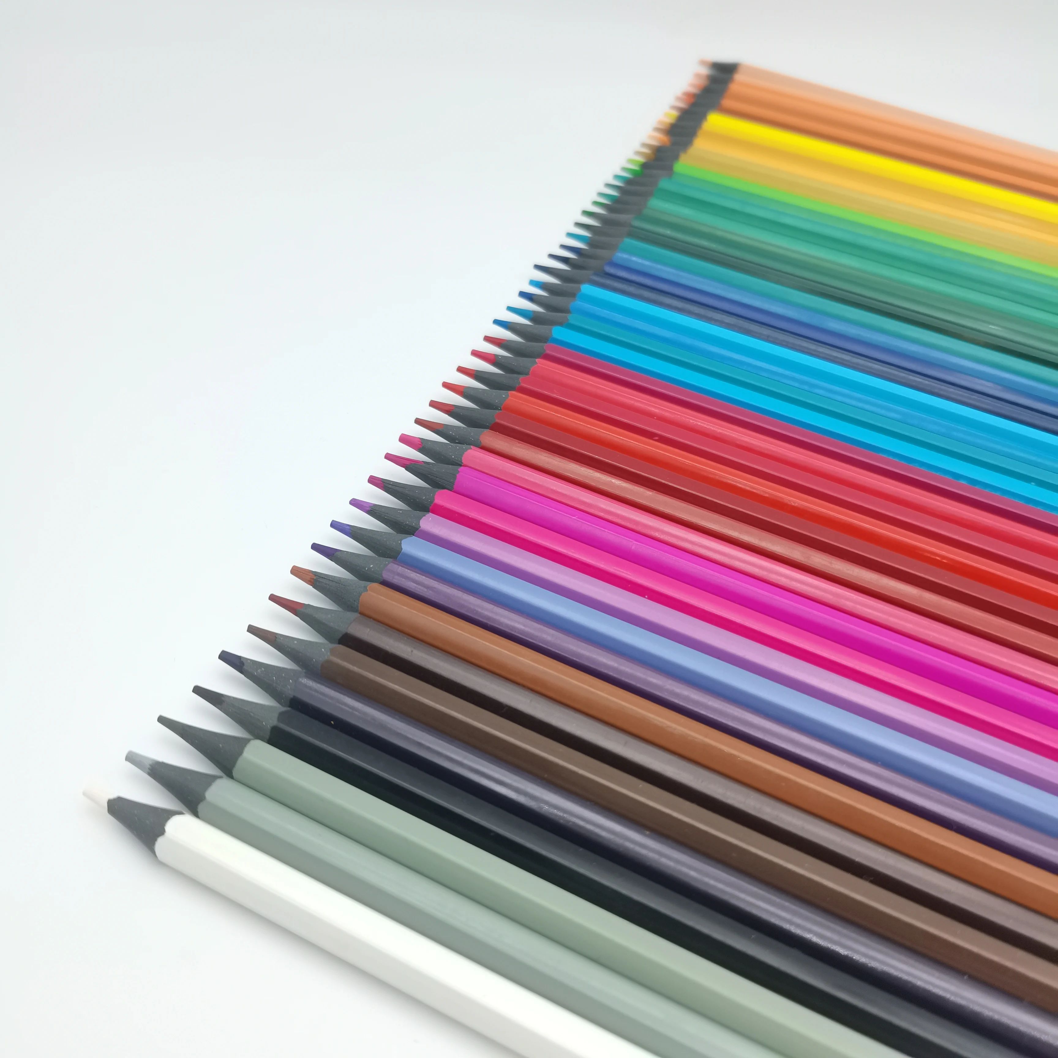 48 Color Pencils Black Woodless Hexongal Lapices Office Stationery ...