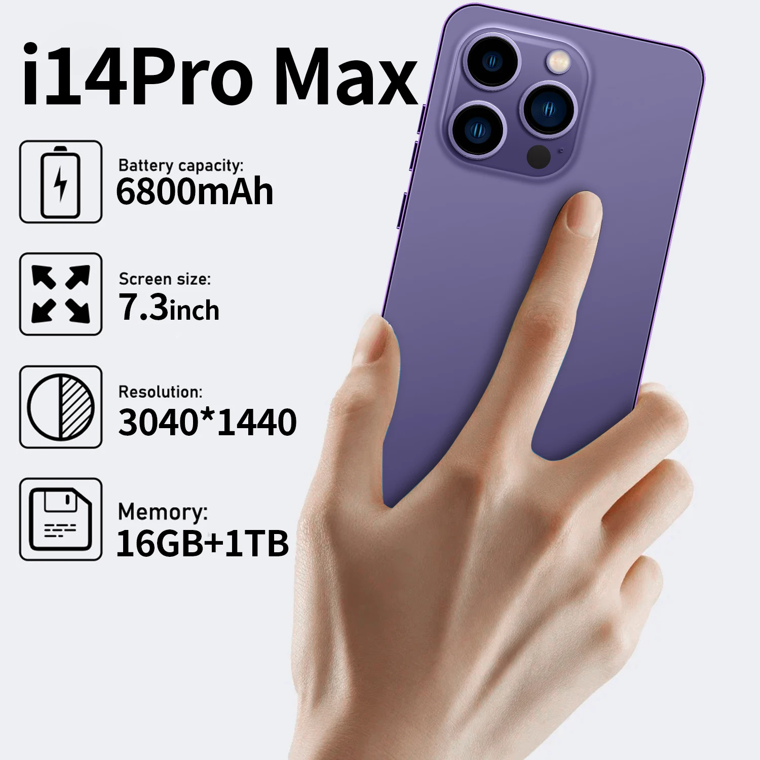 High Quality I 14 Pro Max 5g 7.3 Inch Original Mobile Phone 16gb+1tb ...