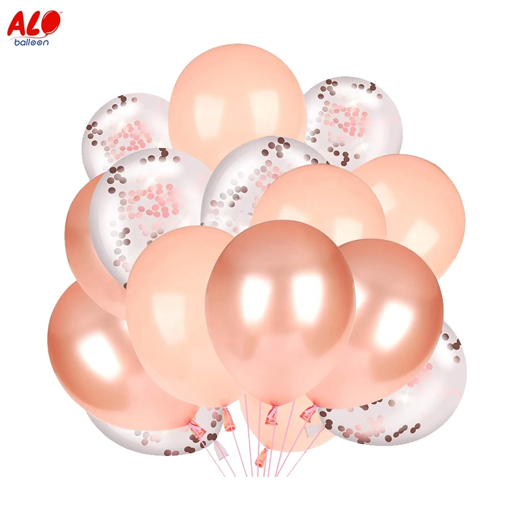 Birthday Party Air Helium Latex Colorful Metallic Rose Gold White Black ...