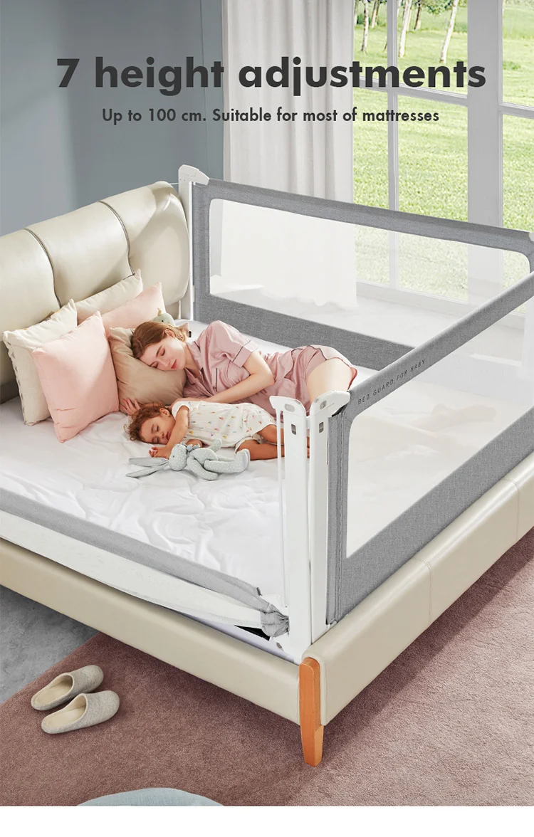 Baby Safety Bed Guard - Adjustable Soft Metal Side Rails