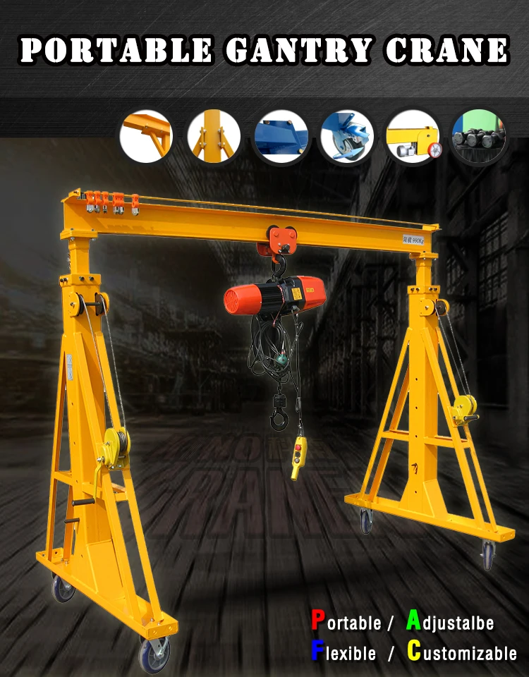 2ton Electric Hoist Driven Riser Single Girder Portable Gantry Crane ...