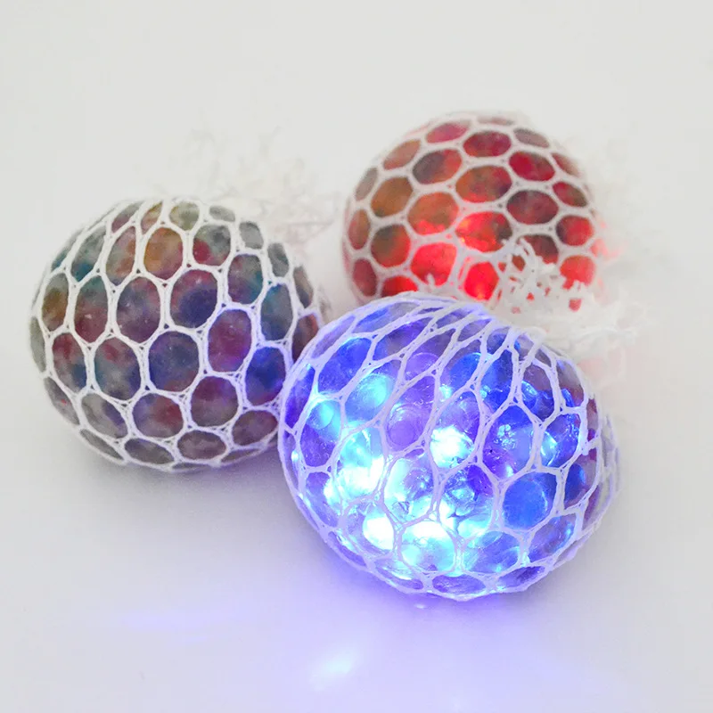 Newest Led Anti Stress Ball Light up Mesh Squishy Grape Stress Balls ...