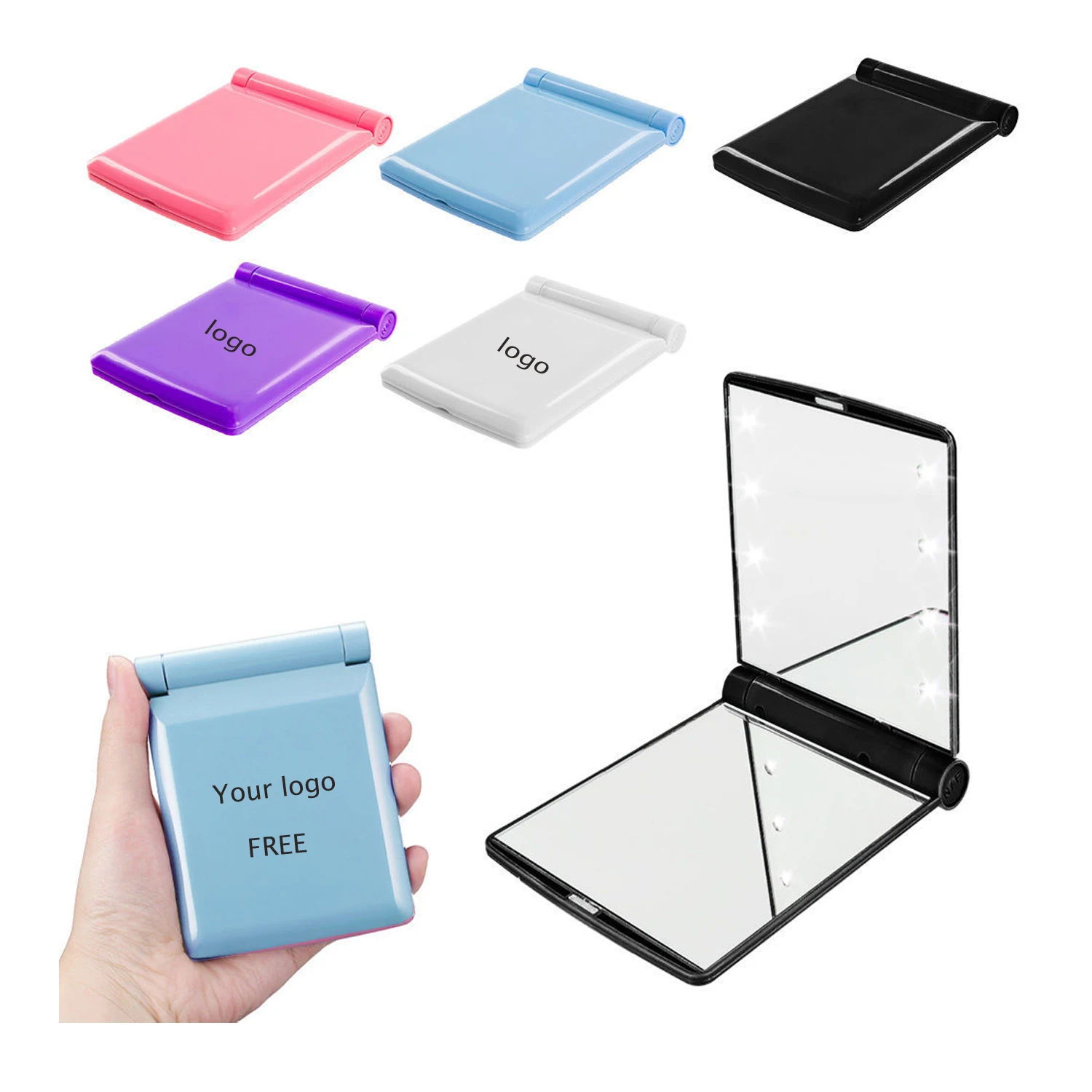 2023 Rose Gold Portable Round Folded Compact Mirrors Silver Pocket ...