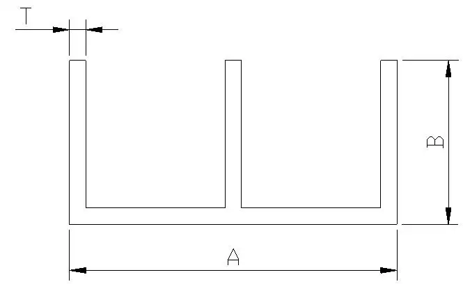 W Shape Double U Channel Extruded Aluminium Profile