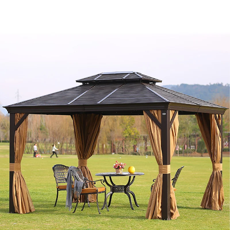 Solid Roof Galvanized Hardtop 3*4m Sunshade Gazebos: Outdoor Pavilion Tent
