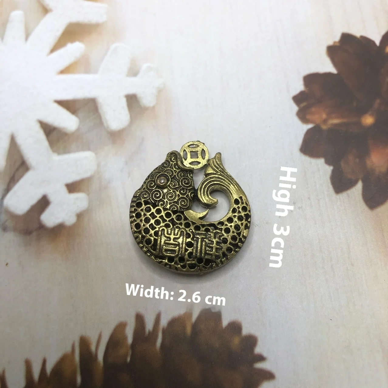 Auspicious Carp Biting Copper Coin Keychain Pendant Lucky Fish Imprint ...