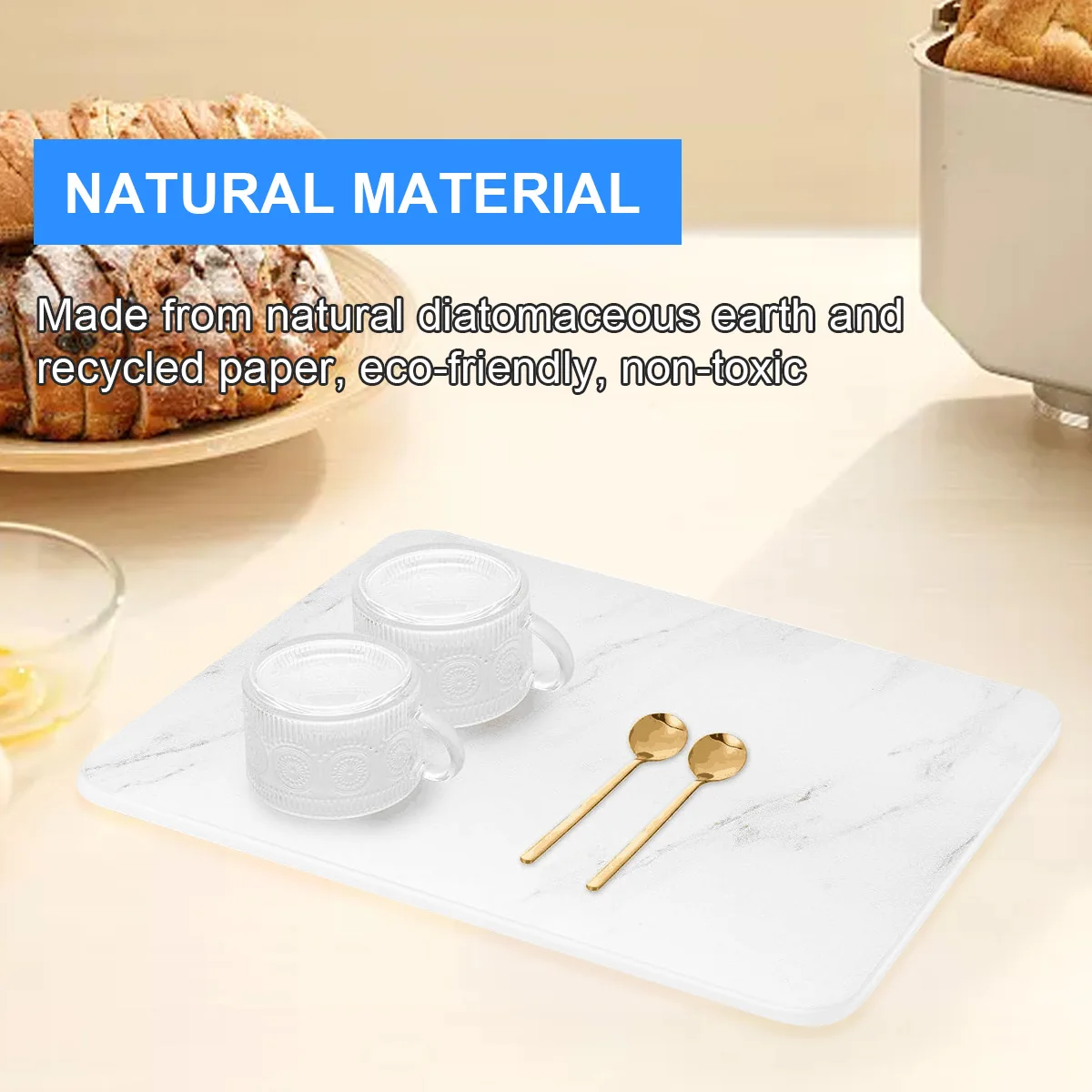 Stone Dish Drying Mats for Kitchen Counter - Absorbent & Sustainable