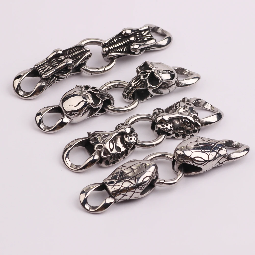 Luxury Stainless Steel Snake Animal Head Closure Bracelets Clasps