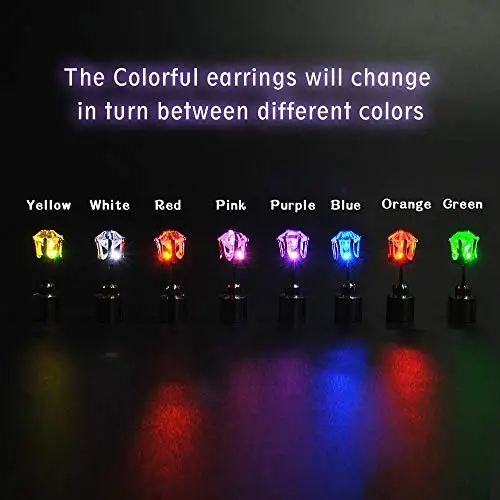 2022 New Year Rainbow Flashing Blinking Led Earring Led Light Up Stud ...