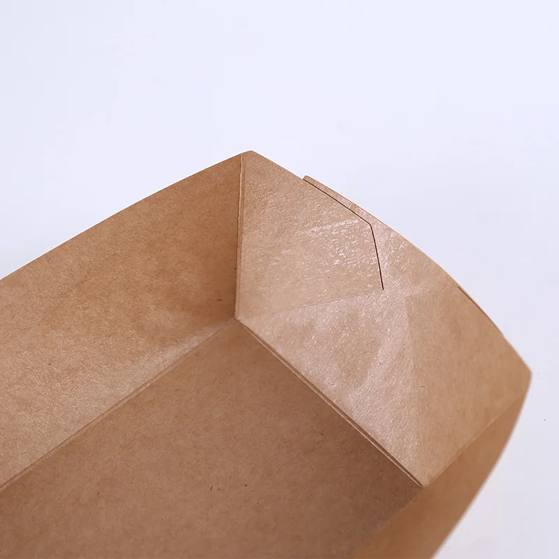 Disposable Kraft Paper Boat Shape Box Fast Food Snack Tray Paper ...