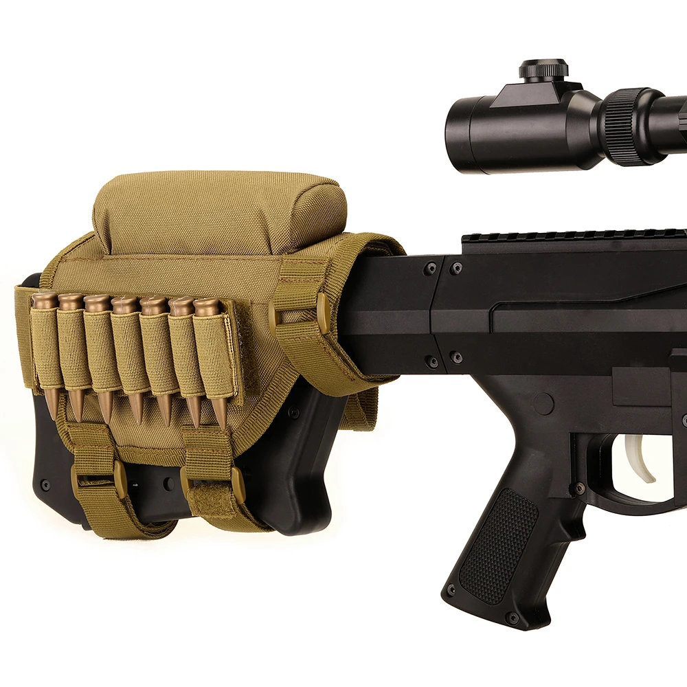 Tactical Adjustable Butt Stock Rifle Cheek Rest Pouch Bullet Holder ...
