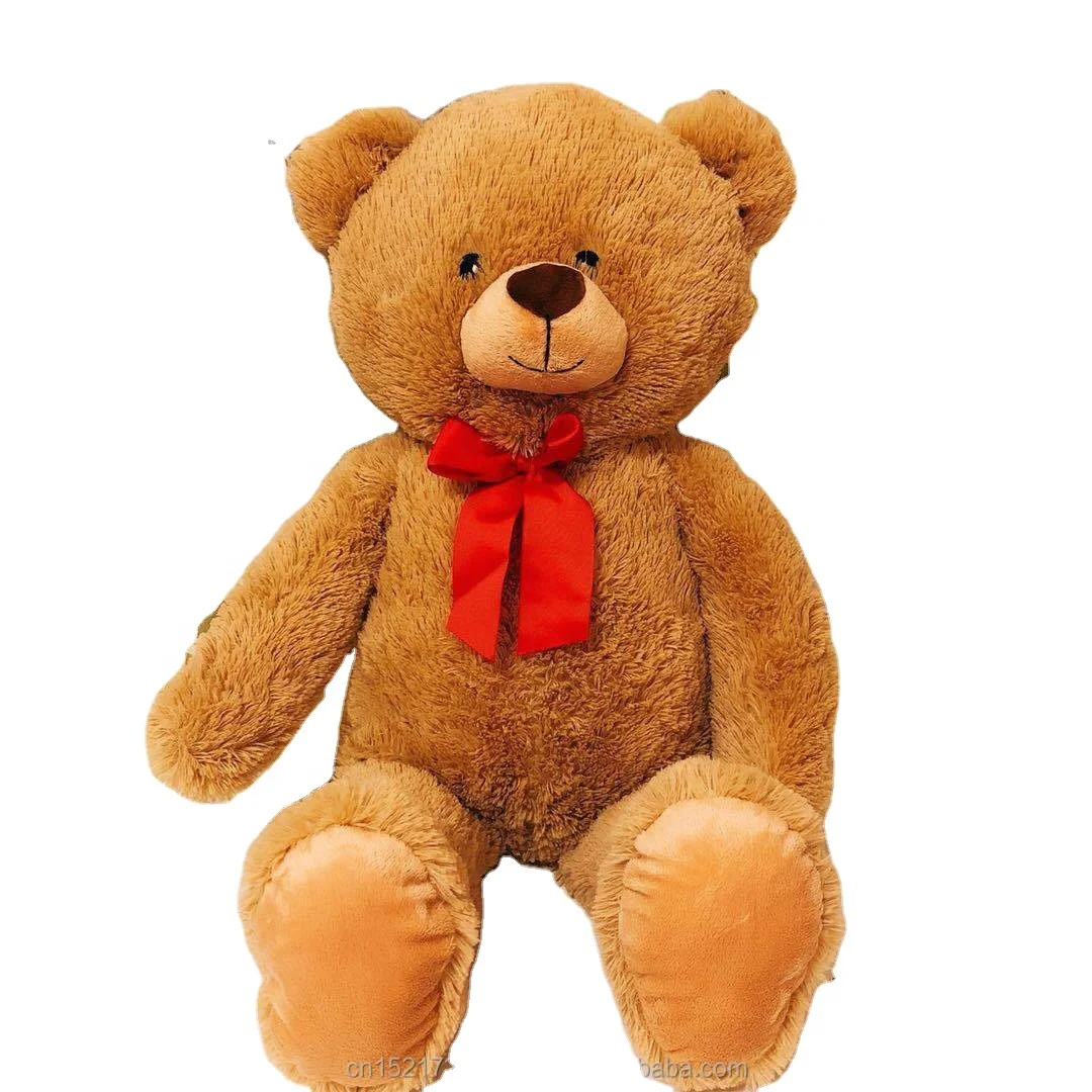 custom big beige teddy bear plush toy with bow