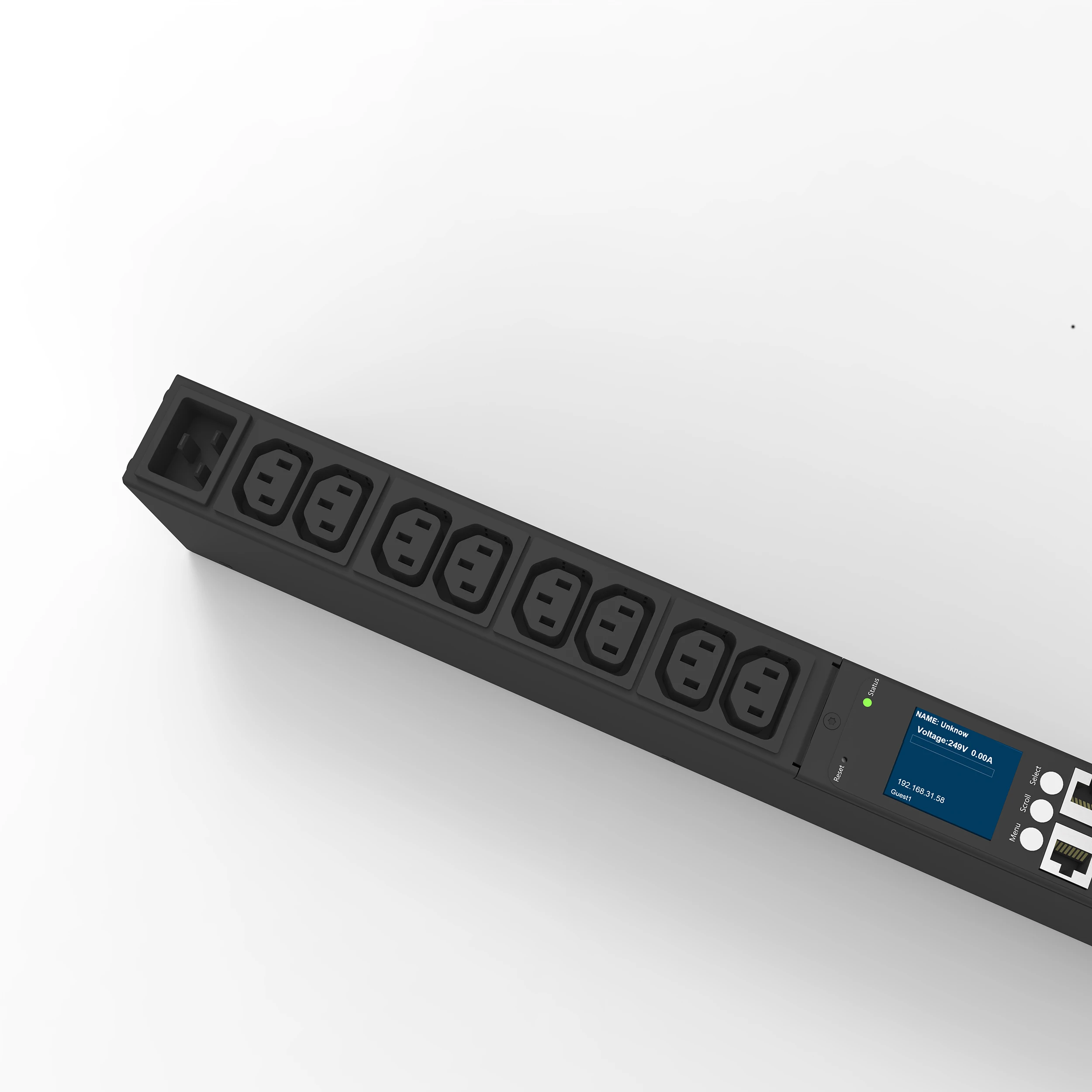 19 Inch 1u Smart Pdu Metered Input Single Phase 16a 100-240v Network Ip 8 Way Iec C13 Power ...