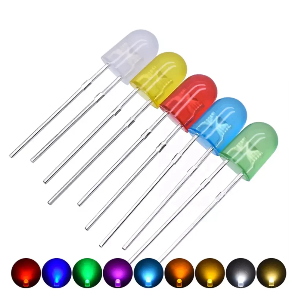 5mm Led Light Emitting Diode 3mm Round Head Bead F3 F5 Inline 8mm Diode ...