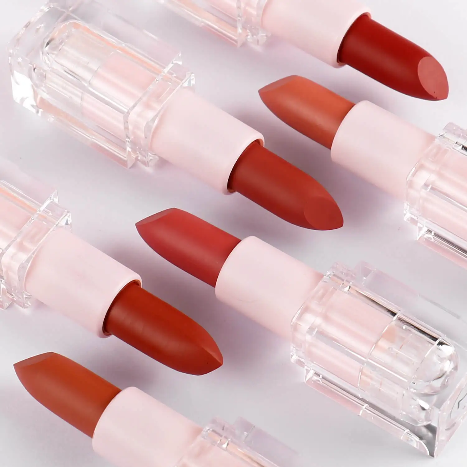 Neutral Matte Velvet Square Tube Lipstick Transparent Shell Multi-Color ...