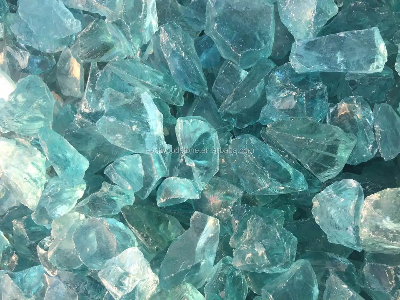 Aqua Blue Landscape Slag Glass Rock For Gabion Decorative - Buy ...