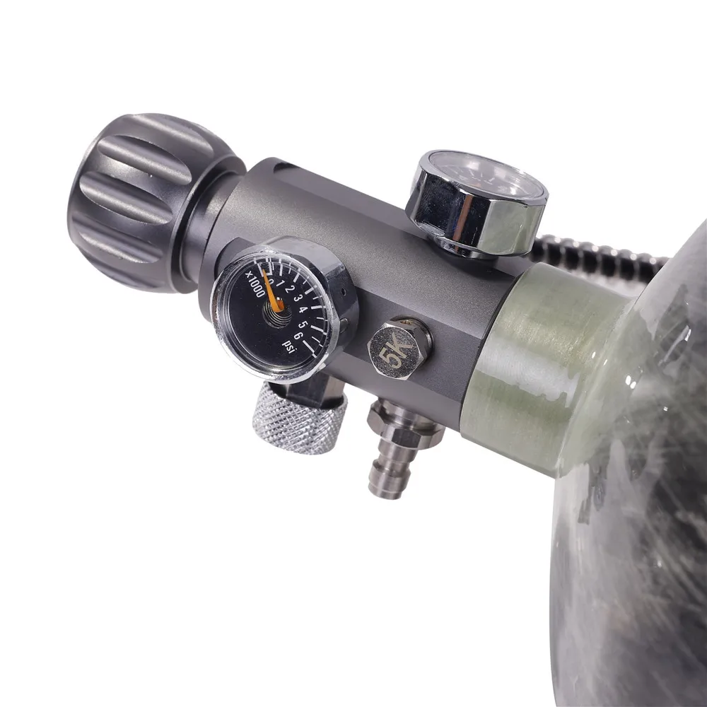 2L Carbon Fiber Paintball Air Tank with Dual Gauge & DIN Connector