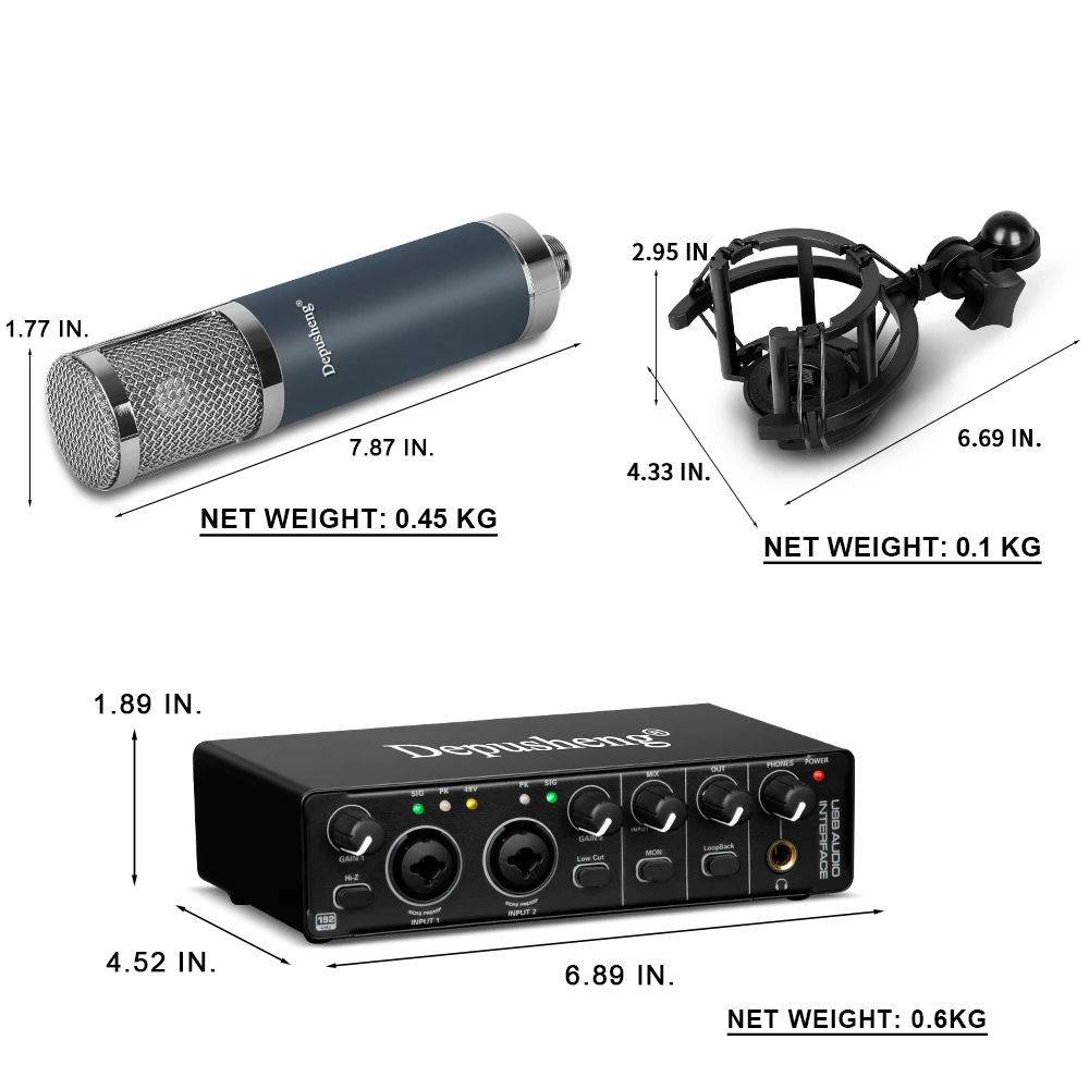 Depusheng MD22-FX USB Studio Sound Card for Professional Audio