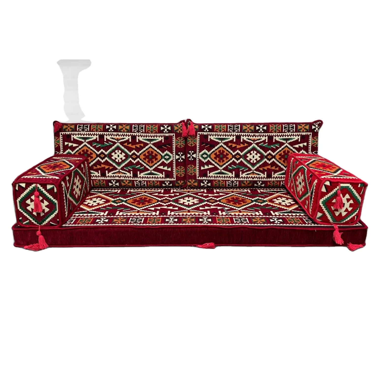 Aqua Afghan Toshak Velvet Sofa Set Cover with Floral Pattern & Cushion ...