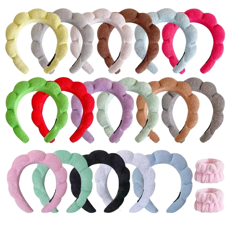Wholesale Custom Makeup Puffy Sponge Spa Headbands Terry Towel Cloth ...