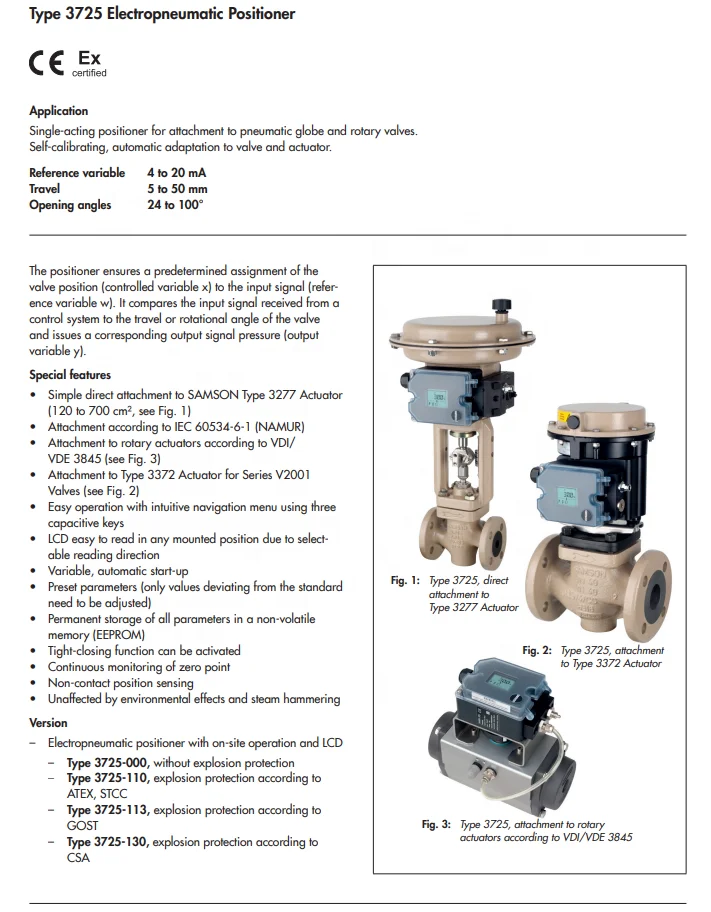 Samson Positioner Valve 3725 Series Electropneumatic Positioner - Buy ...