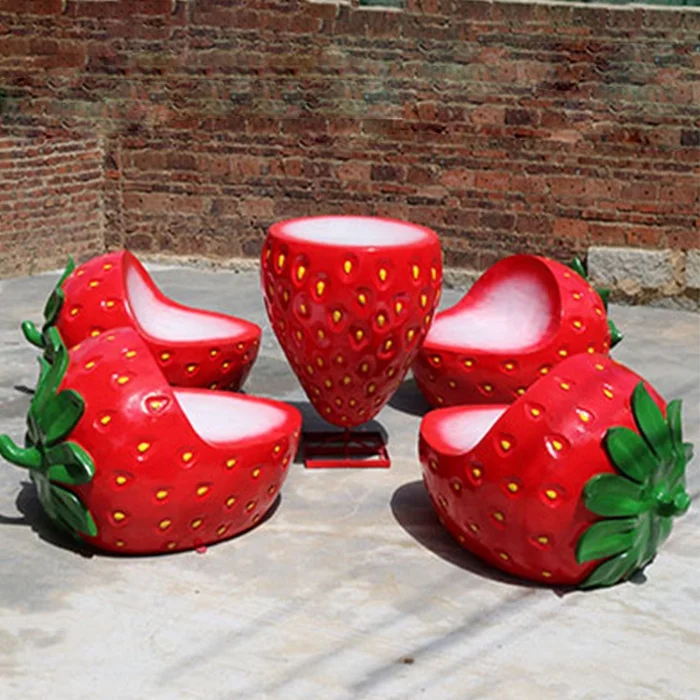 Outdoor Fruit Statue - Strawberry Chair for Garden Decor
