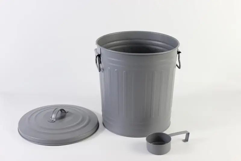 Food Waste Galvanized Iron Garbage Can Trash Can White Metal Kitchen ...