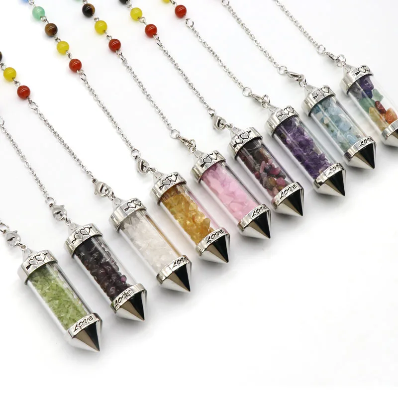 Seven Chakra Pendulum Seven-chakra Gravel Pendulum Amethyst Powder ...