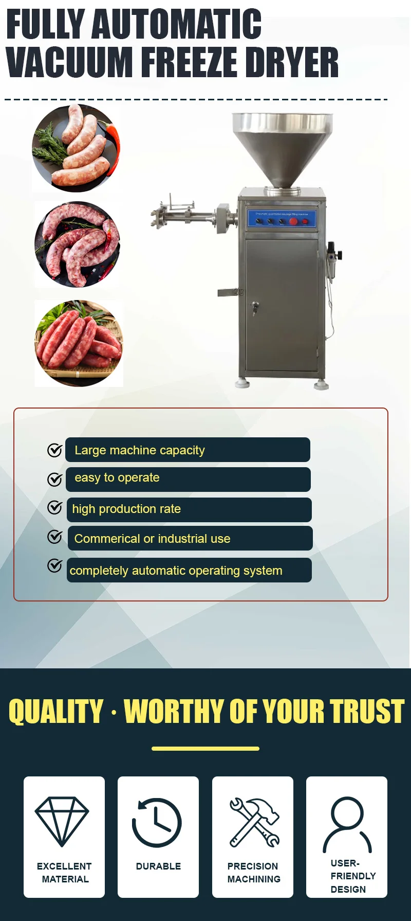 60L Industrial Vacuum Sausage Filler Automatic Stuffer Pneumatic ...