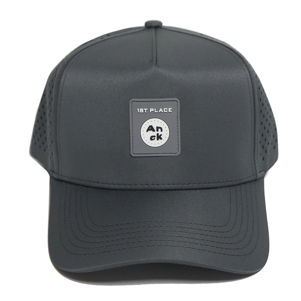 High Quality 5 Panel Custom Rubber Logo Laser Cut Hole Baseball Hat For ...