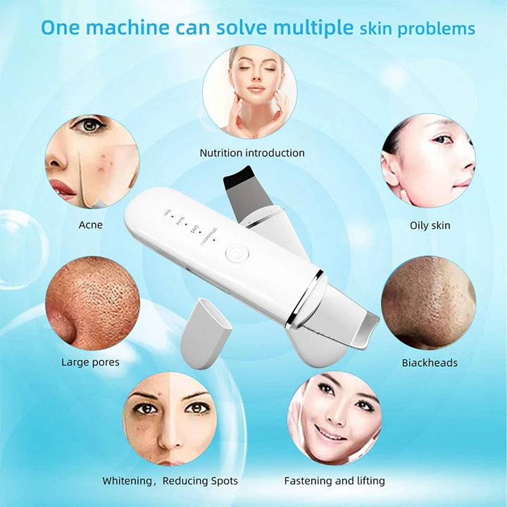 Skin Scrubber Face Spatula,Comedones Extractor Exfoliator With 4 Modes ...