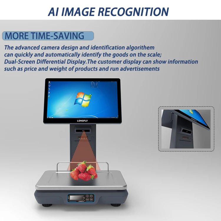 LongFly All in One Pos Smart AI Scale Touch Sreen Dual Screen Pos ...