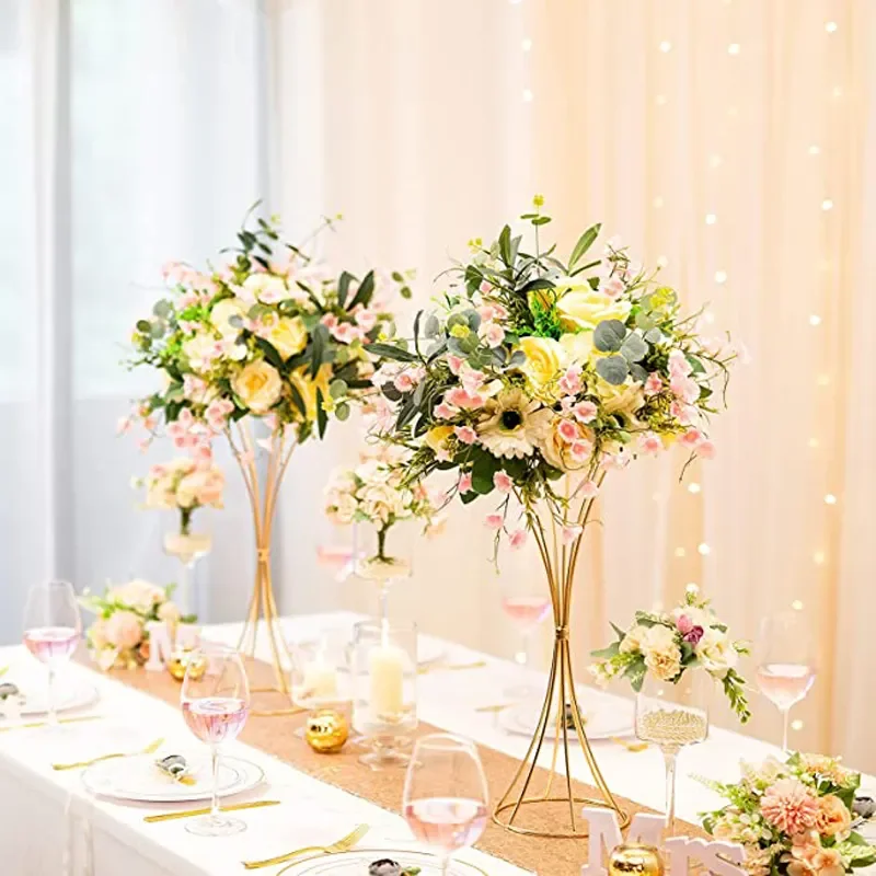 Gold Metal Flower Centerpieces for Wedding Tables, Geometric Floral ...