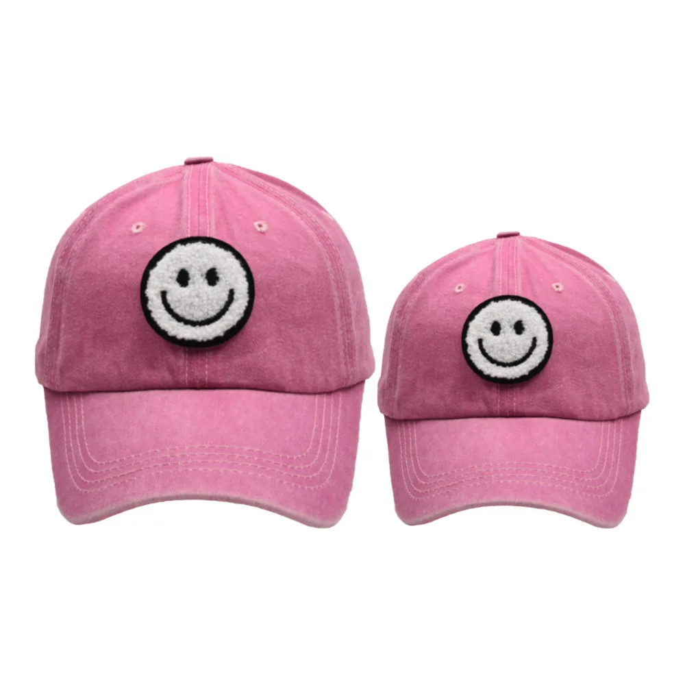 Vintage Retro Adult Kids Matching Mommy And Me Smiley Face Baseball Hat ...