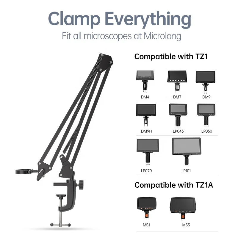 Metal Bracket with Clamp and Grommet Base Stand Pole for USB Microscope ...