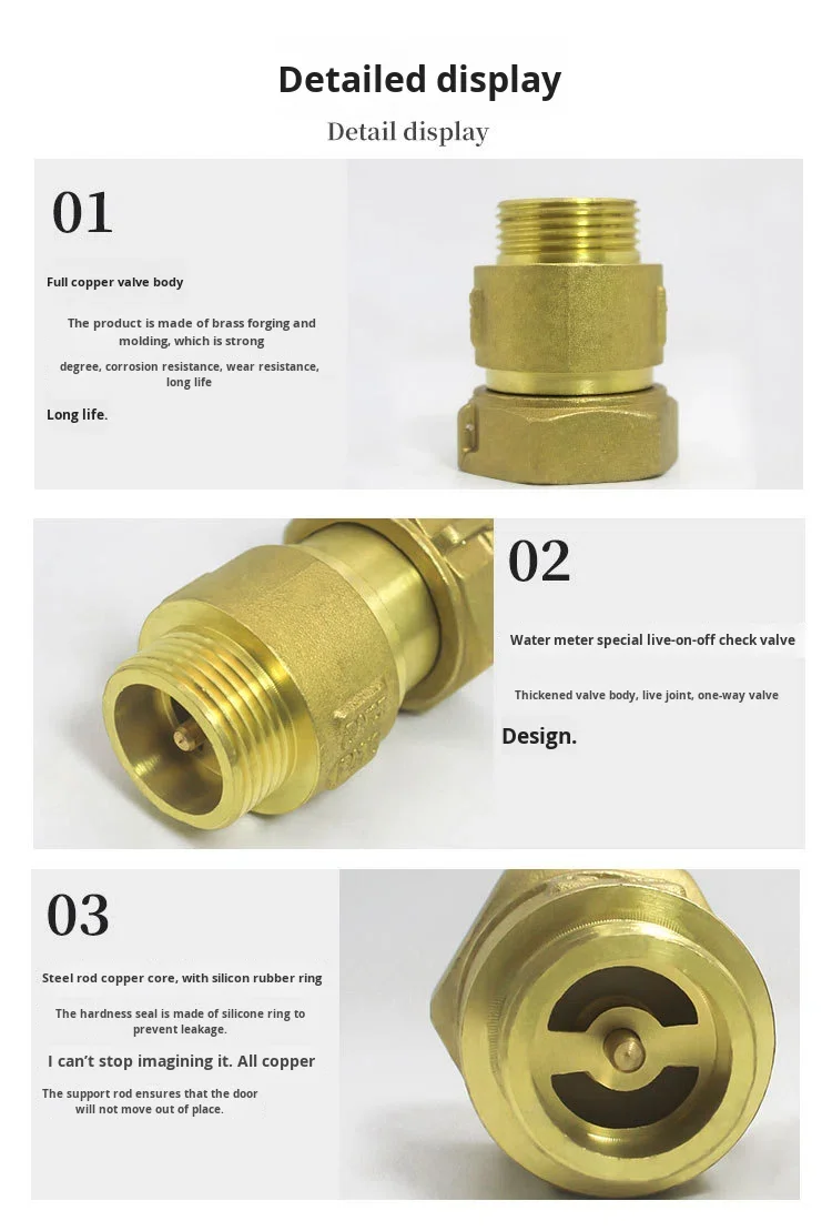 Pre-Water Meter Copper Check Valve 3/4" Union Reducer Check Valve Anti ...