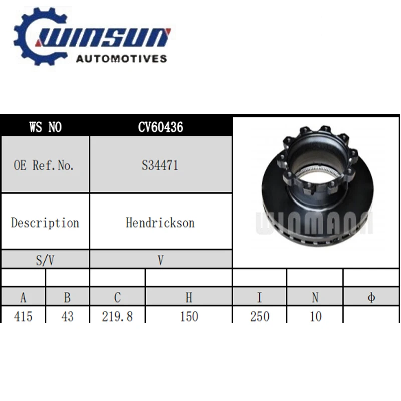 Air Disc Brake Rotors S34471 for Hendrickson - Durable & Reliable
