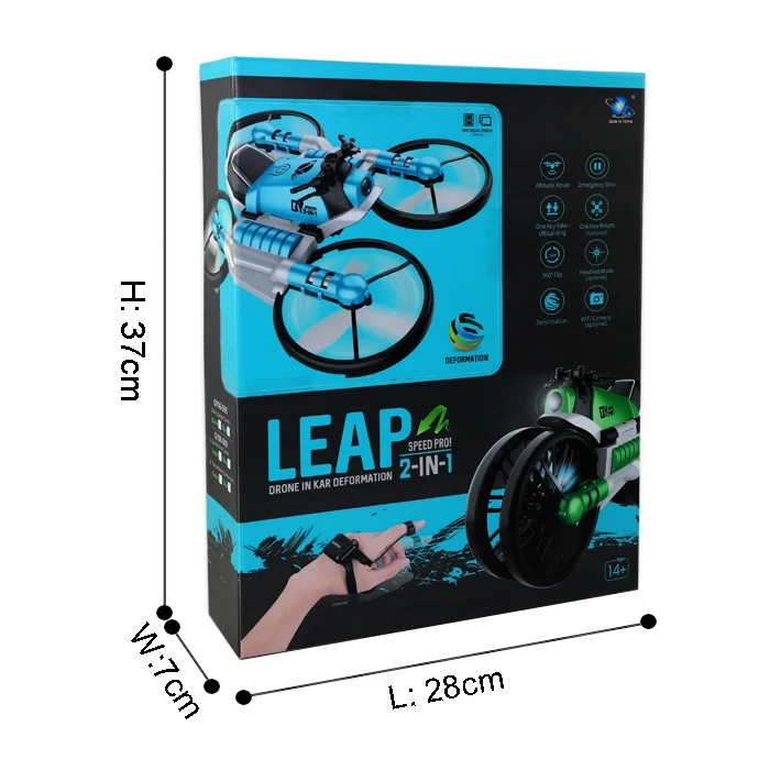 2 in 1 Foldable Rc New Motorcycle Drone Quadcopter Gravity Sensor Watch Remote Control Motorbike Deformation Drone Aircraft