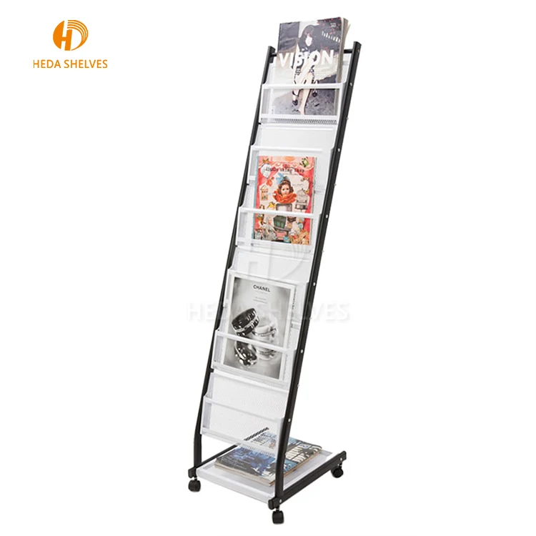 Office Furniture - 4 Tier Steel Iron Free Floor Standing Newspaper Rack