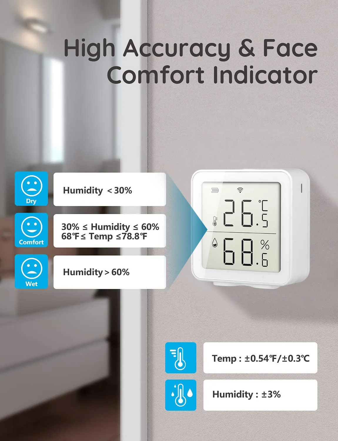 Tuya Smart Wifi Wireless Temperature Humidity Sensor OLED