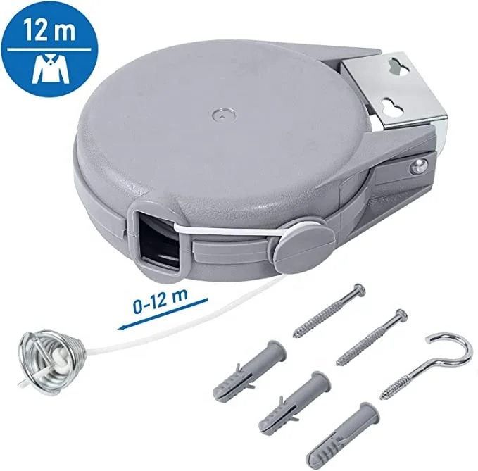 Retractable Washing Line Extendible 12m Wall Mounting Clothes Dryer ...