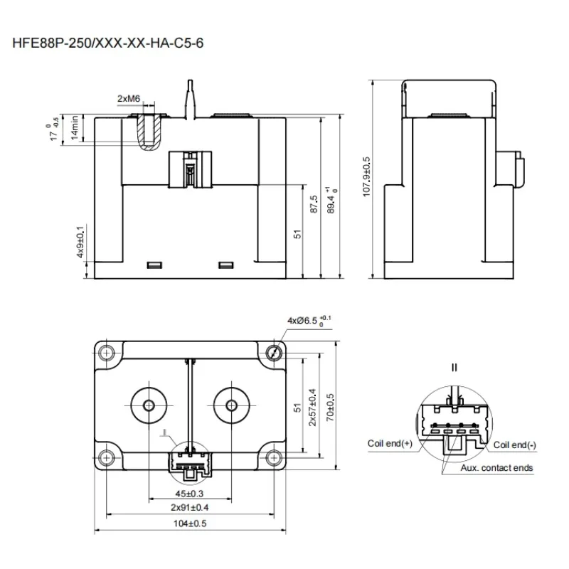 HFE88P-250 HONGFA High Voltage DC Contactor 1500V 250A Relay