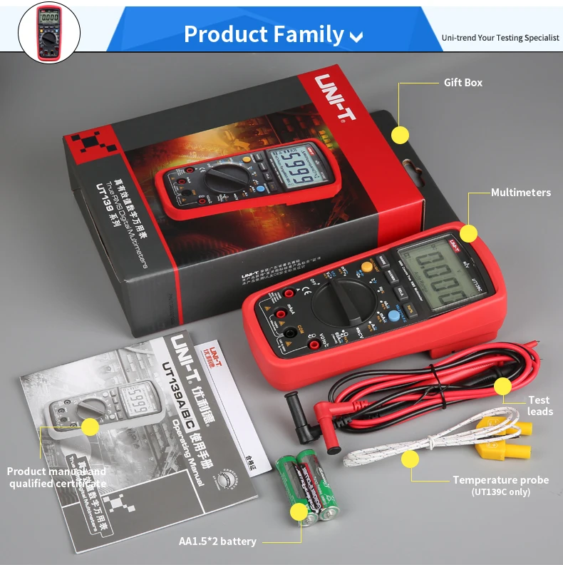 UNI-T UT139C Digital Multimeter - True RMS & Auto Range