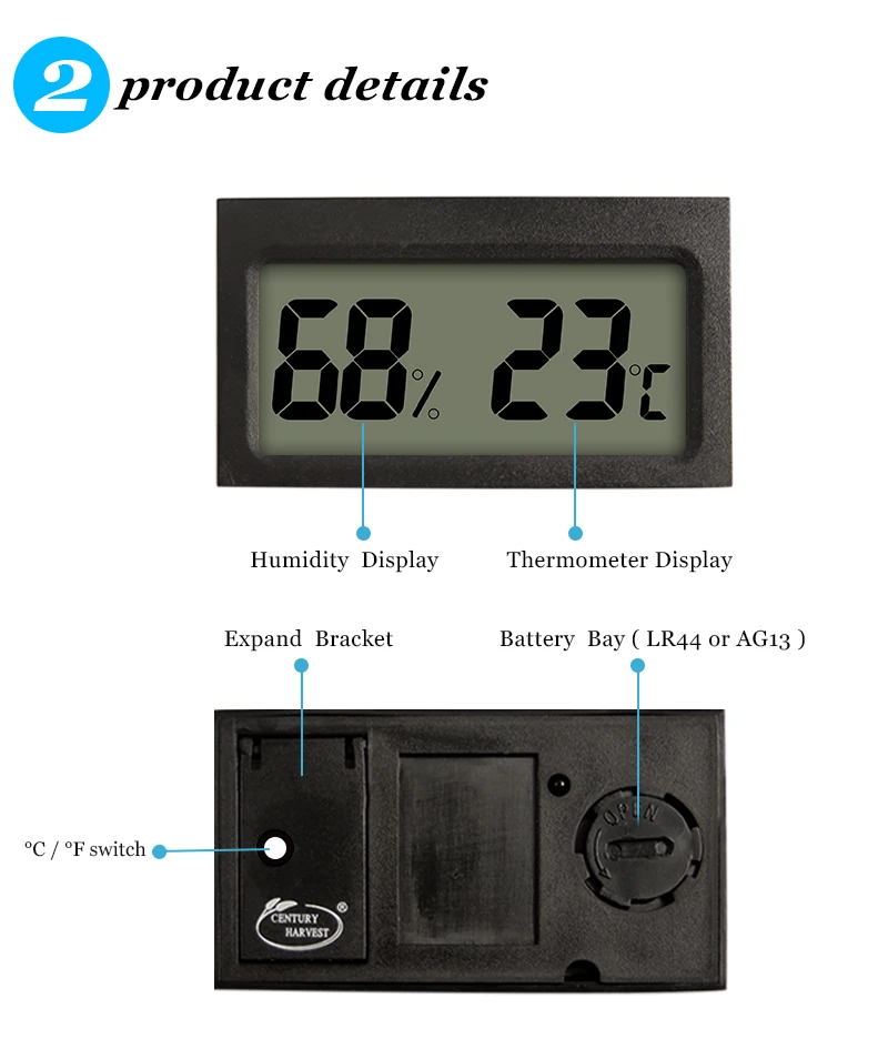 S-WS052 Digital Temperature Humidity Portable Thermo-Hygrometer Mini ...