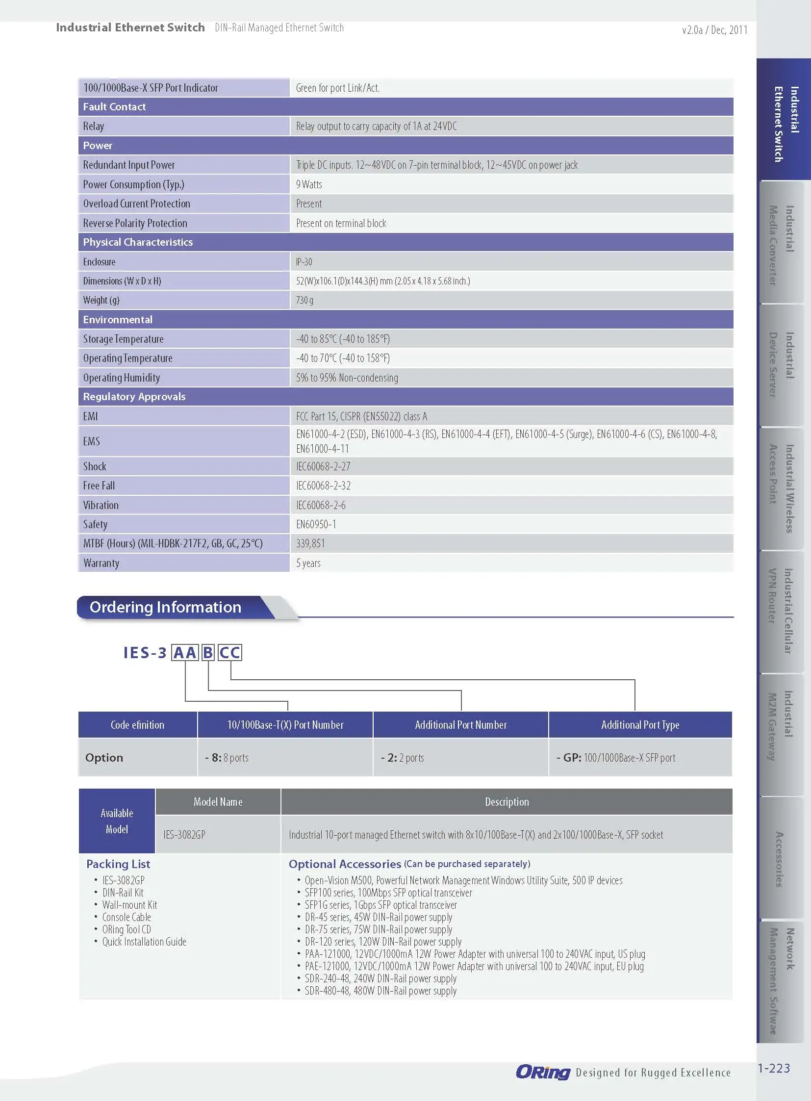 ORING IES-3082GP Industrial 10-Port Managed Ethernet Switch