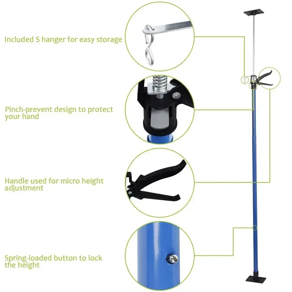 3 Steps Hand Control Poles Telescopic Extension Drywall Support Ceiling ...