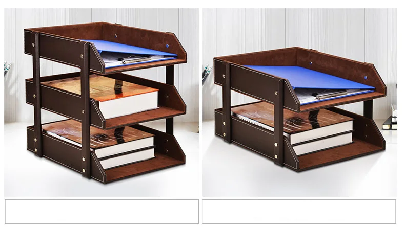 Office Three-tier Desktop File Rack Multi-tier Data Box Folder Storage ...