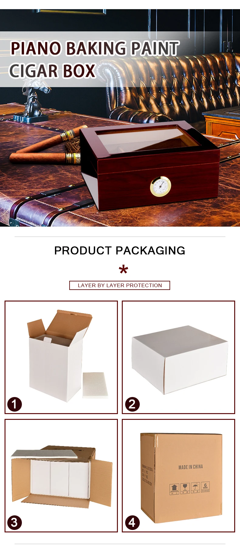 Partition Storage Wooden Cigar Humidors Box With Clear Window - Buy ...