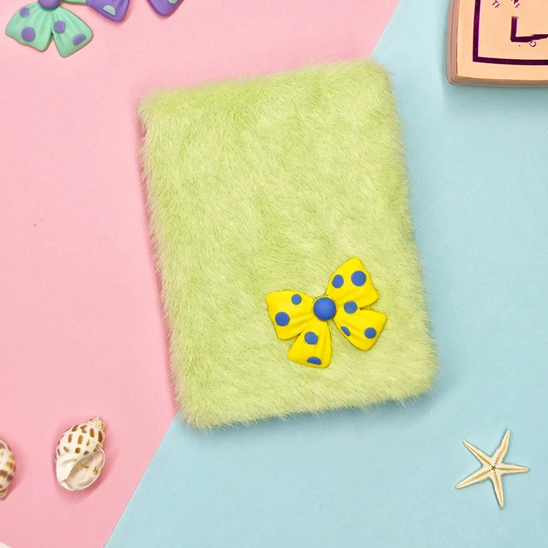 Fashion Cute Puffy Plush Cover Journal Notebook A7 Plush Star Bow ...