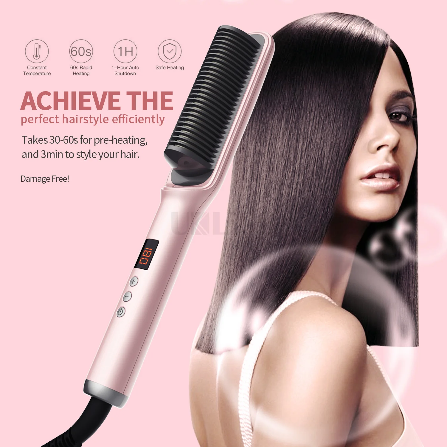 Wet And Dry Hair Use Flat Iron Hair Straightener Comb Electric Environmentally Friendly Titanium ...